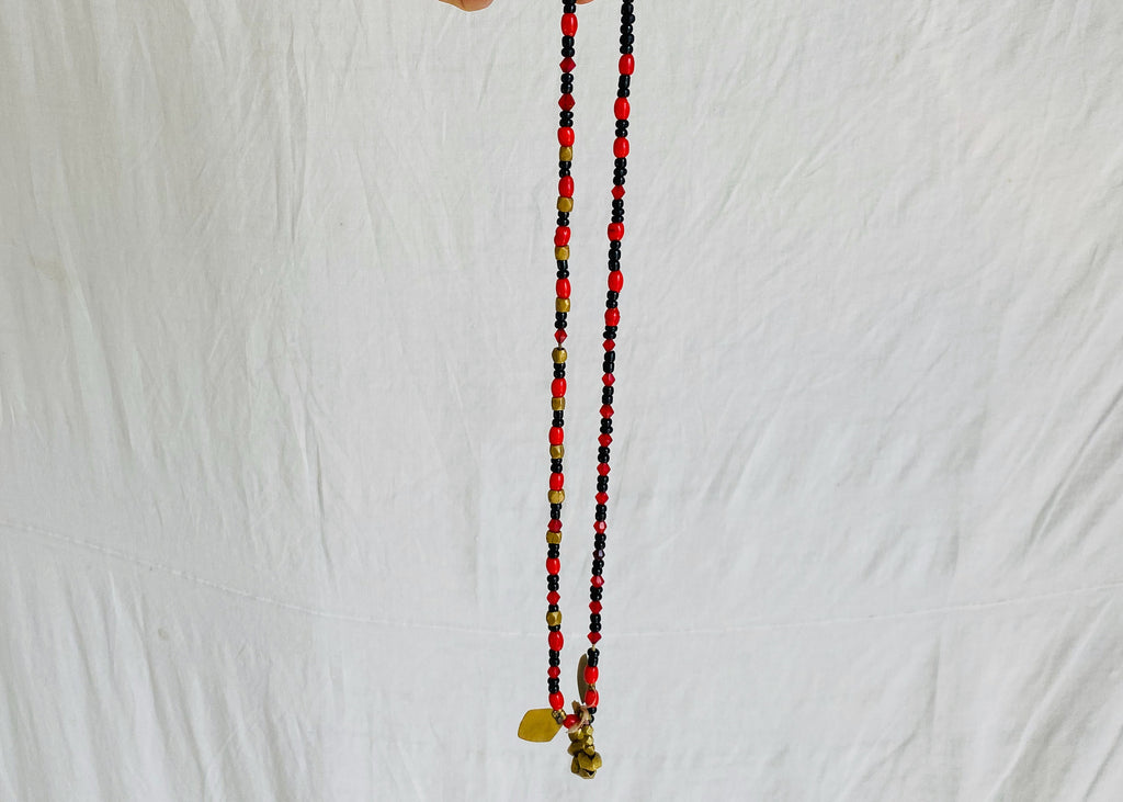 Brass Beaded Shiva Shakti Necklace. Odisha India.
