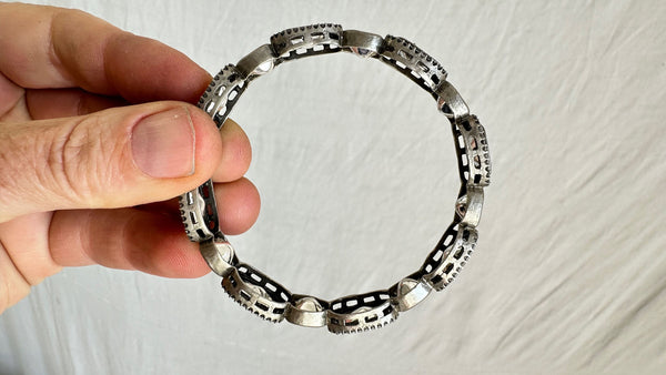 Sterling Silver Indian Bangle PAIR. Crystal & Sterling Silver.