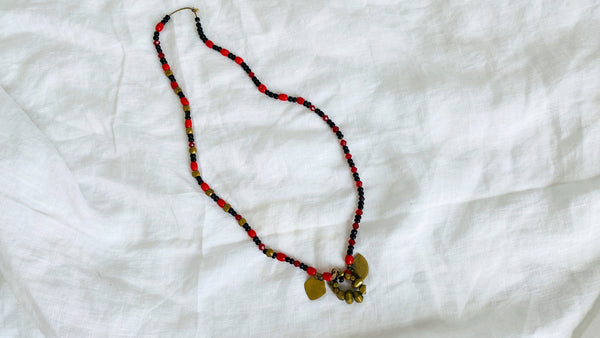 Brass Beaded Shiva Shakti Necklace. Odisha India.