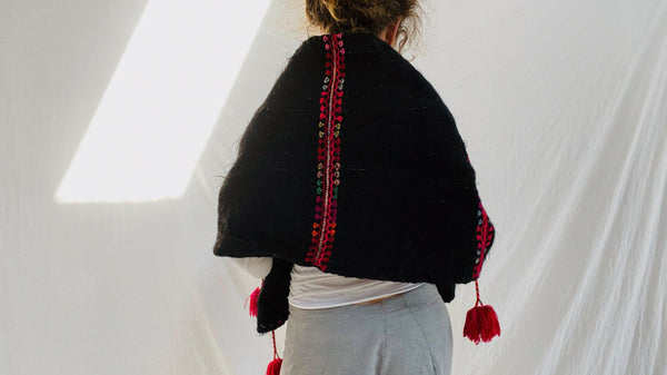 Wool Shawl with Tassels. Mayan. Chamula. Mexico