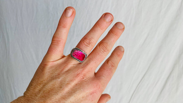 Hmong Silk Embroidered Ring. Adjustable