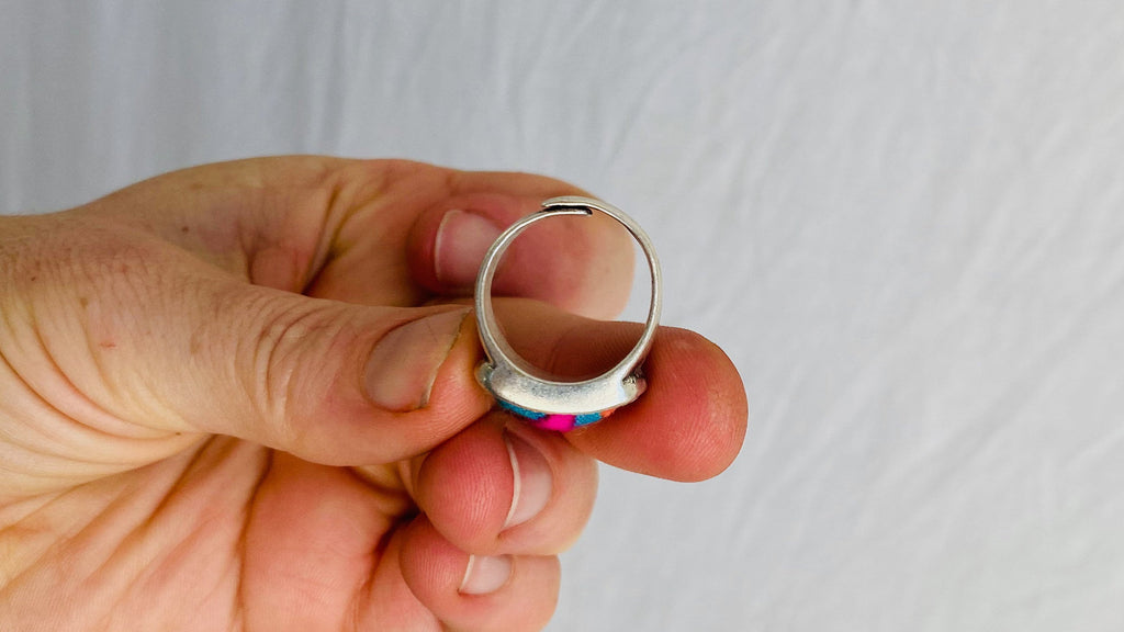 Hmong Silk Embroidered Ring. Adjustable