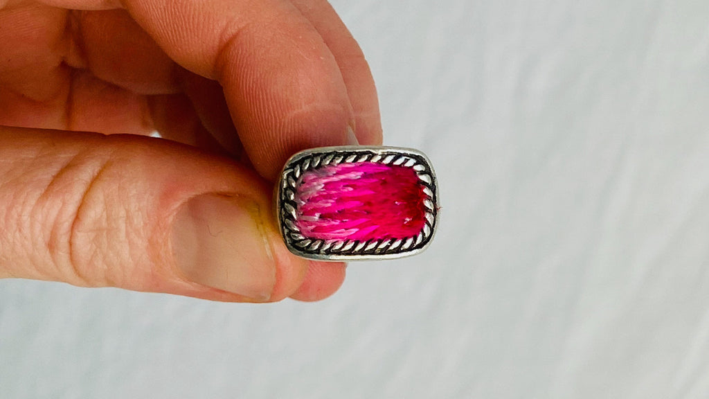 Hmong Silk Embroidered Ring. Adjustable