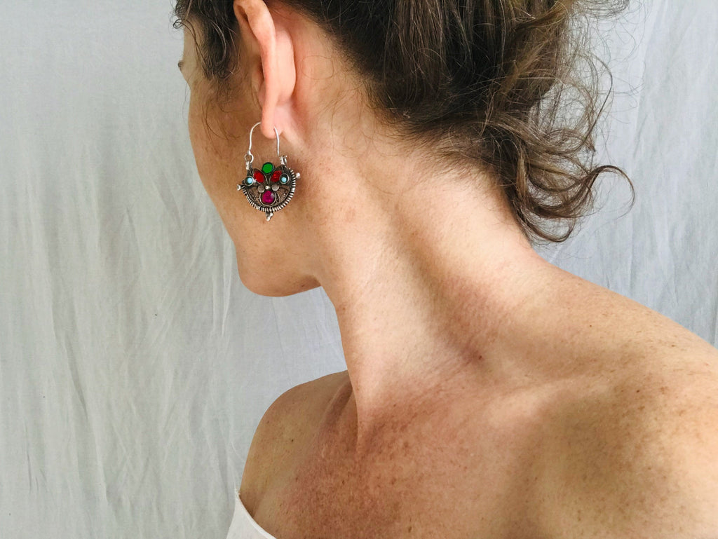 Vintage Kuchi Silver Earrings. Sterling Silver. | Aadya Bazaar