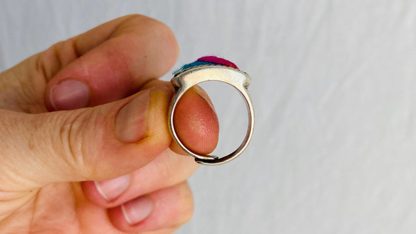 Hmong Silk Embroidered Ring. Adjustable