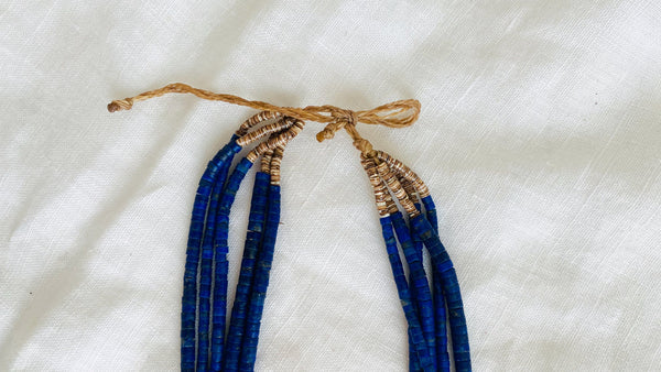 Santo Domingo Pueblo Multi-Strand Lapis & Shell Necklace. Nativ...